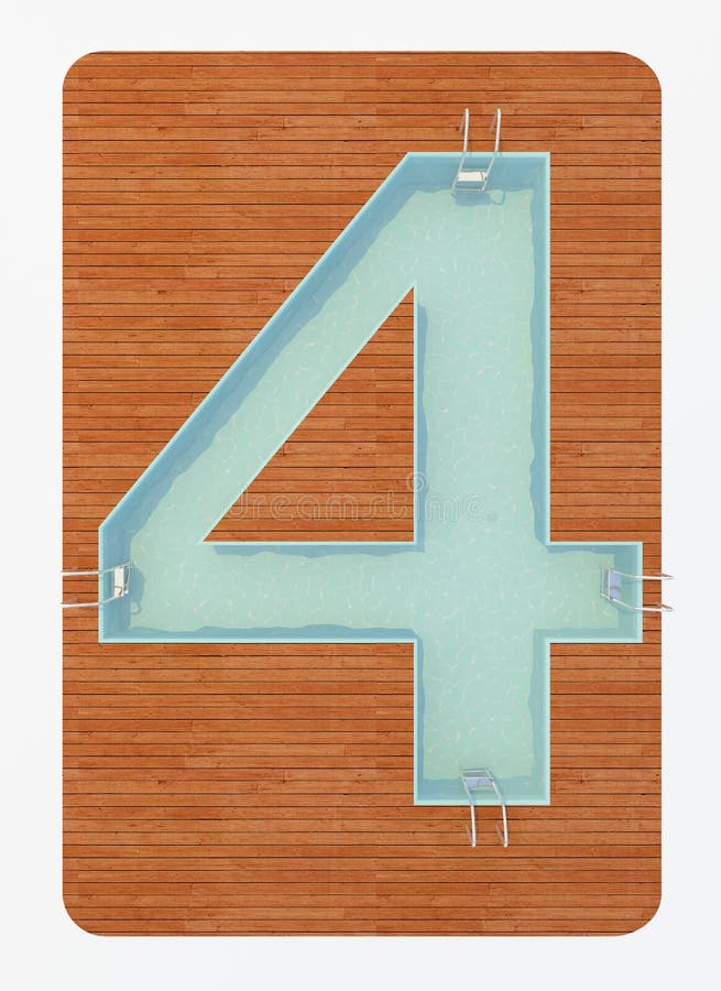 Number Four in the Shape of the Pool 3d Rendering Stock Illustration ...