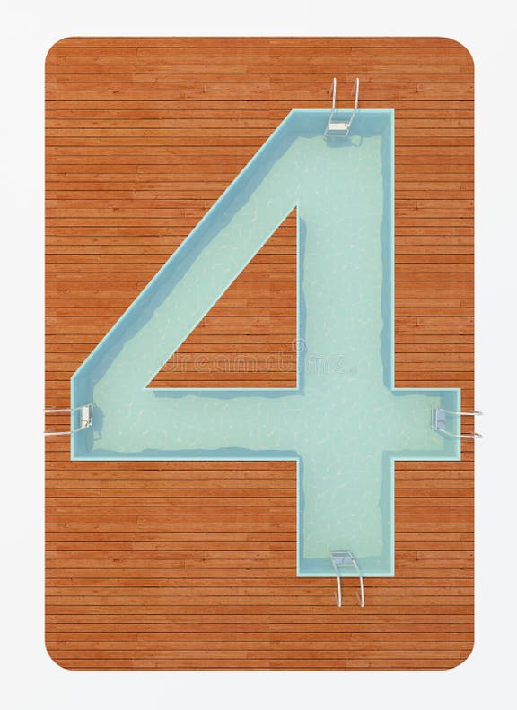 Number Four in the Shape of the Pool 3d Rendering Stock Illustration ...