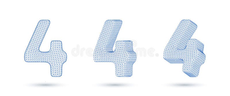 Number Four Wireframe High Polygonal Outline Low Poly Style Vector ...