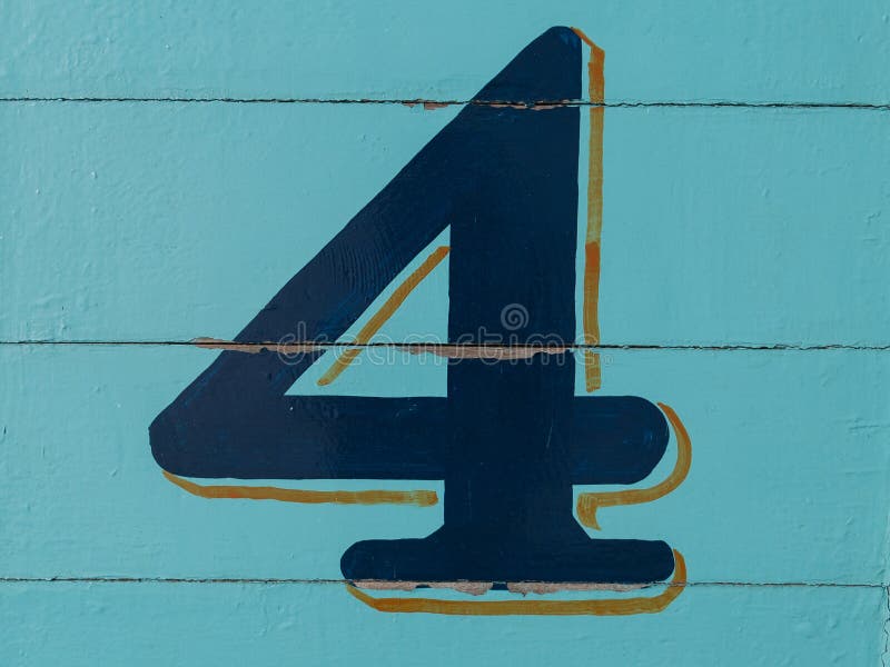 Number Four on Wooden Wall. Stock Image - Image of design, paint: 67883175