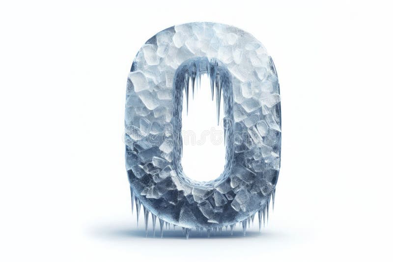 Number 0 Frozen Ice Isolated on Solid White Background. Ai Generative ...