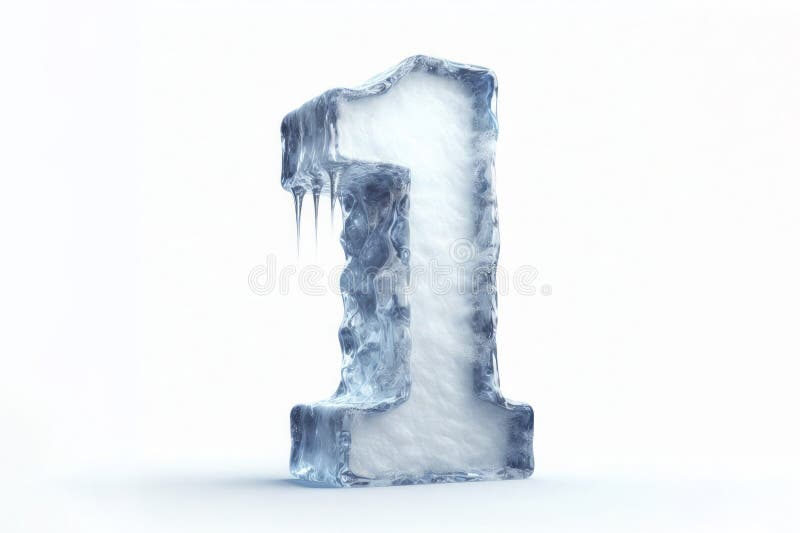 Number 1 Frozen Ice Isolated on Solid White Background. Ai Generative ...