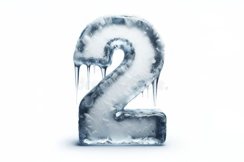 Number 2 Frozen Ice Isolated on Solid White Background. Ai Generative ...