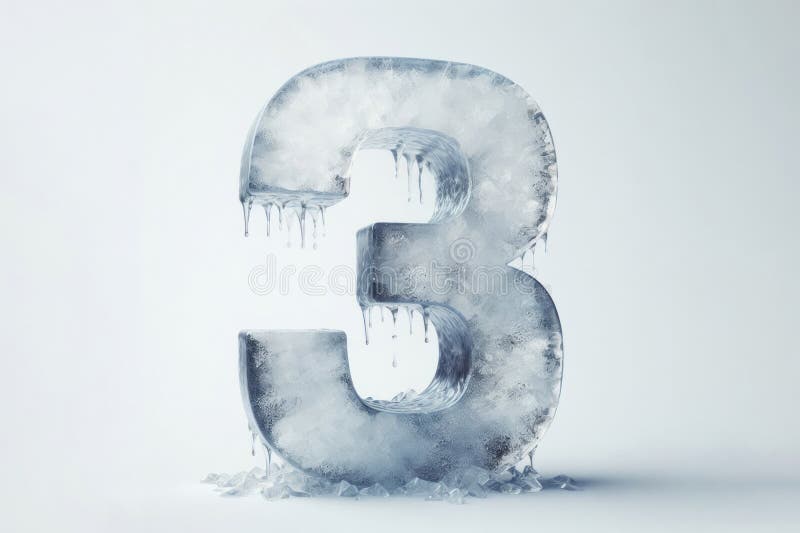 Number 3 Frozen Ice Isolated on Solid White Background. Ai Generative ...