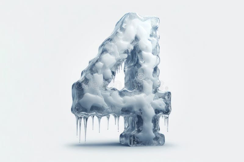 Number 4 Frozen Ice Isolated on Solid White Background. Ai Generative ...