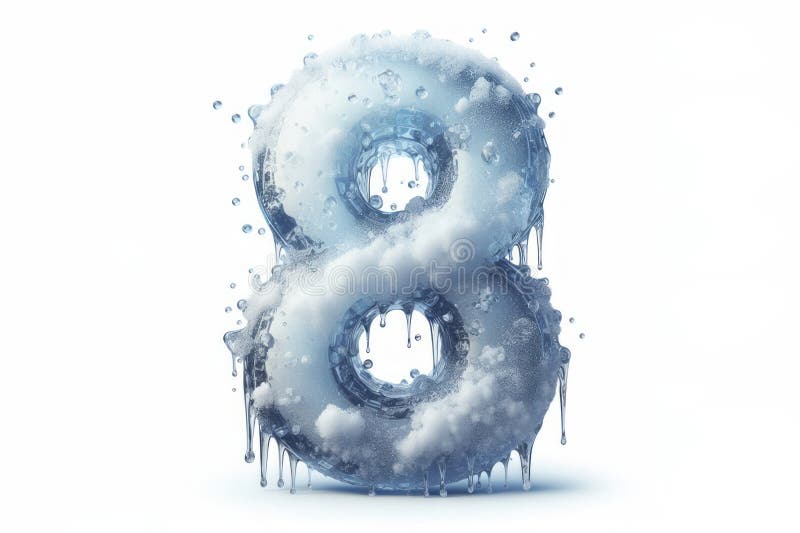 Number 8 Frozen Ice Isolated on Solid White Background. Ai Generative ...