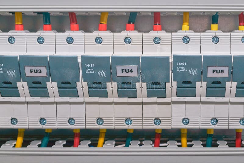 A Number of Fuse Holders in the Electrical Cabinet Stock Image - Image ...