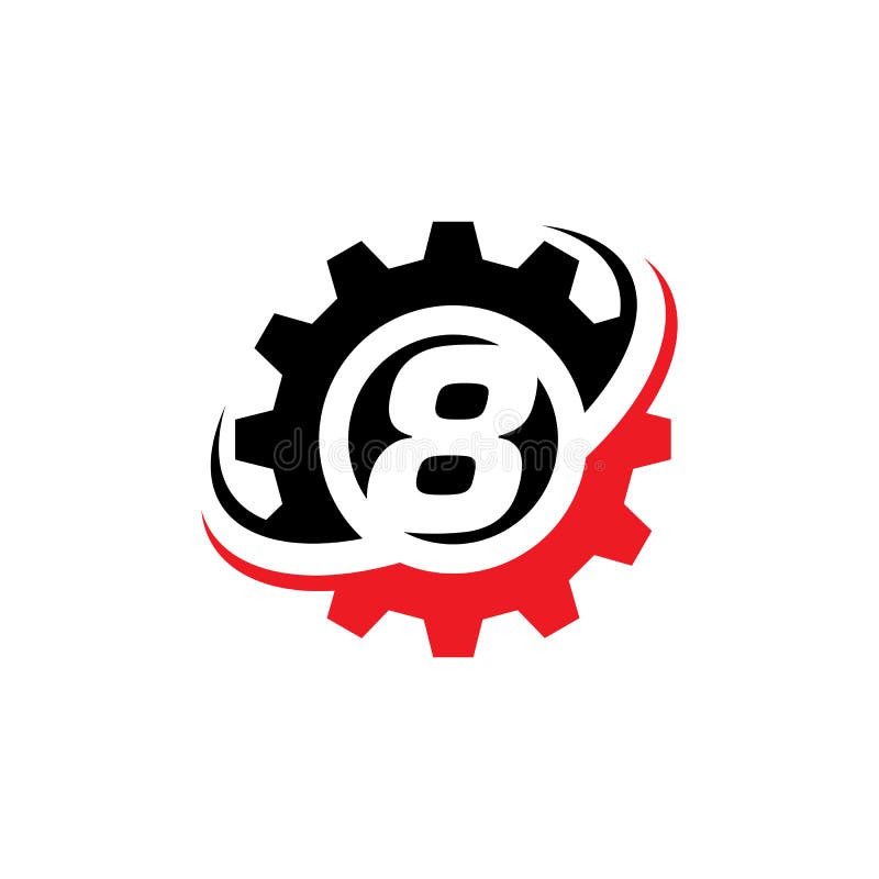 Number 8 Gear Logo Design Template Stock Vector - Illustration of ...