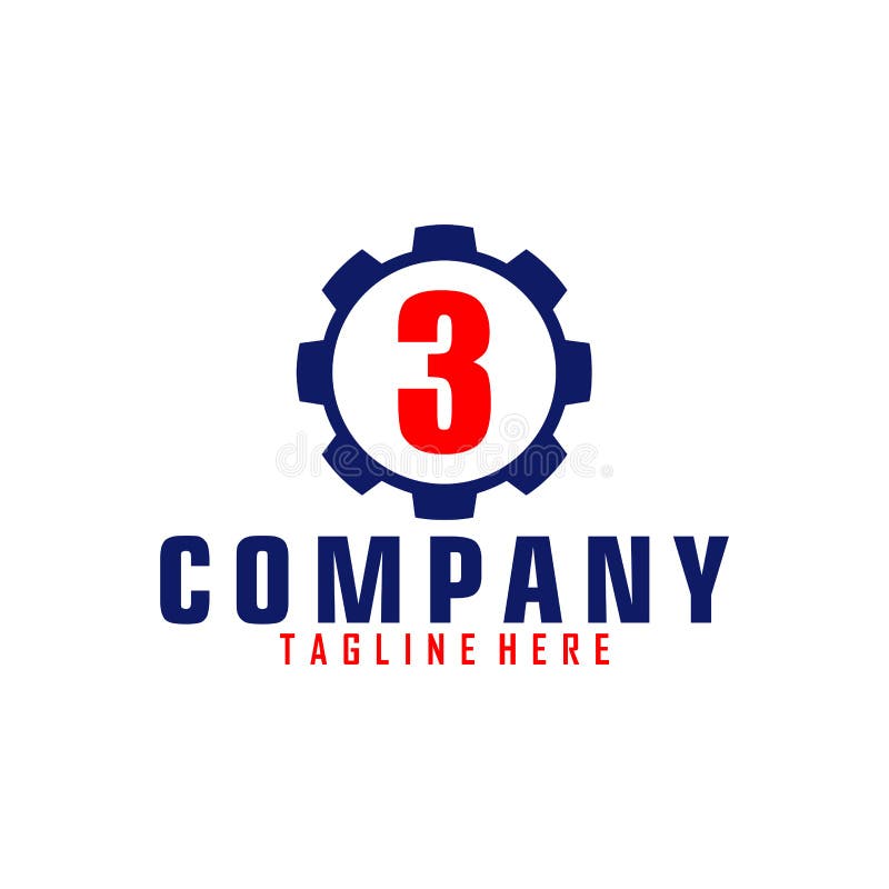 Number 3 gear logo icon stock vector. Illustration of abstract - 217021699