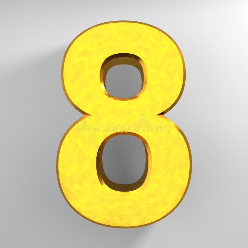 Number 1 Gold Color Collection on White Background Illustration 3D ...