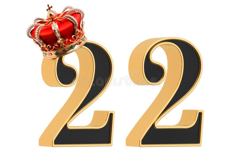 Number 2 with Gold Crown and without, Black Font with Golden Border. 3D ...