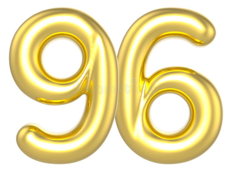 96 Number Gold 3D Render with White Background Stock Illustration ...