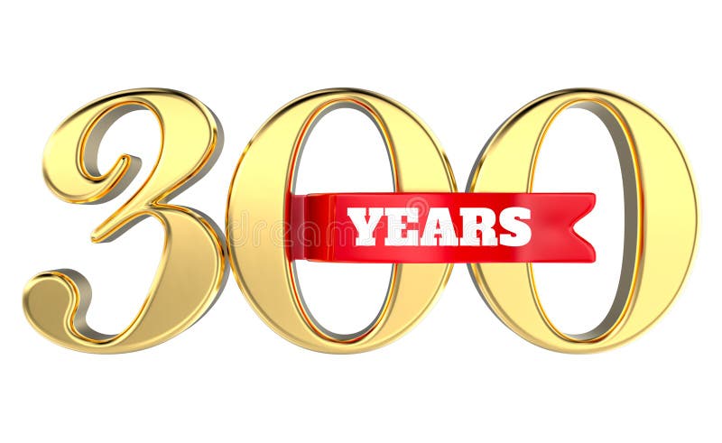 300 Number Gold 3D Render with White Background Stock Illustration ...