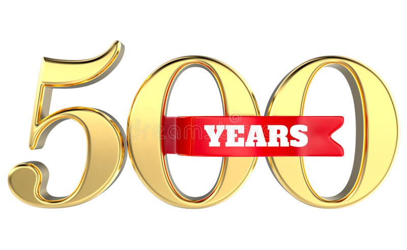 500 Number Gold 3D Render with White Background Stock Illustration ...