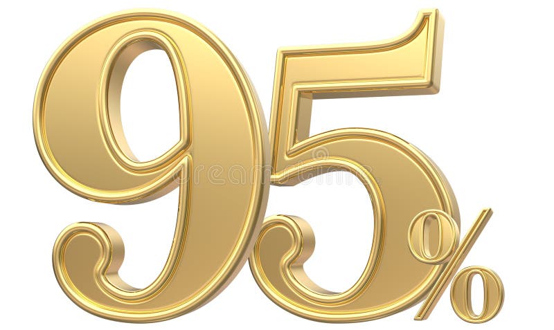 95 Number Gold 3D Render with White Background Stock Illustration ...