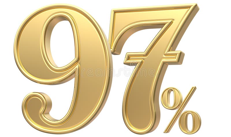 97 Number Gold 3D Render with White Background Stock Illustration ...