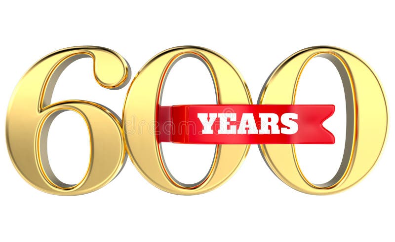 600 Number Gold 3D Render with White Background Stock Illustration ...