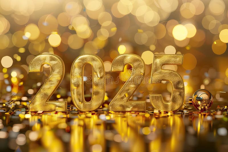 Number 2025 - Gold Metal Number. New Year Concept Stock Photo - Image ...
