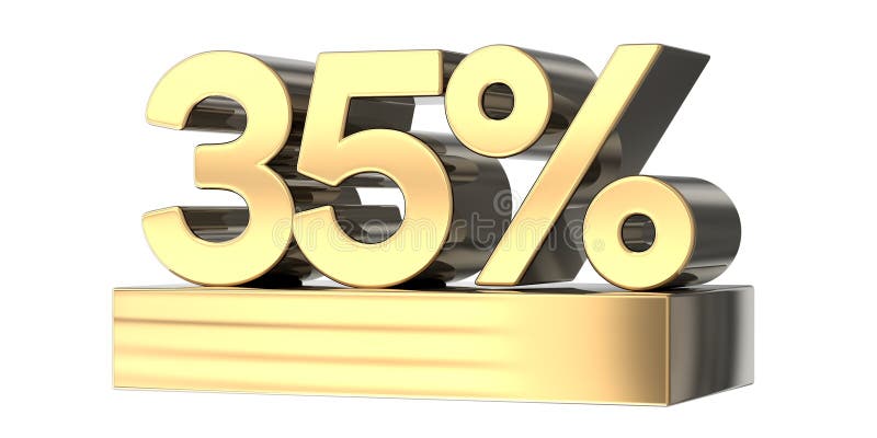 Number Gold 35 Percent 3D with White Background Stock Illustration ...