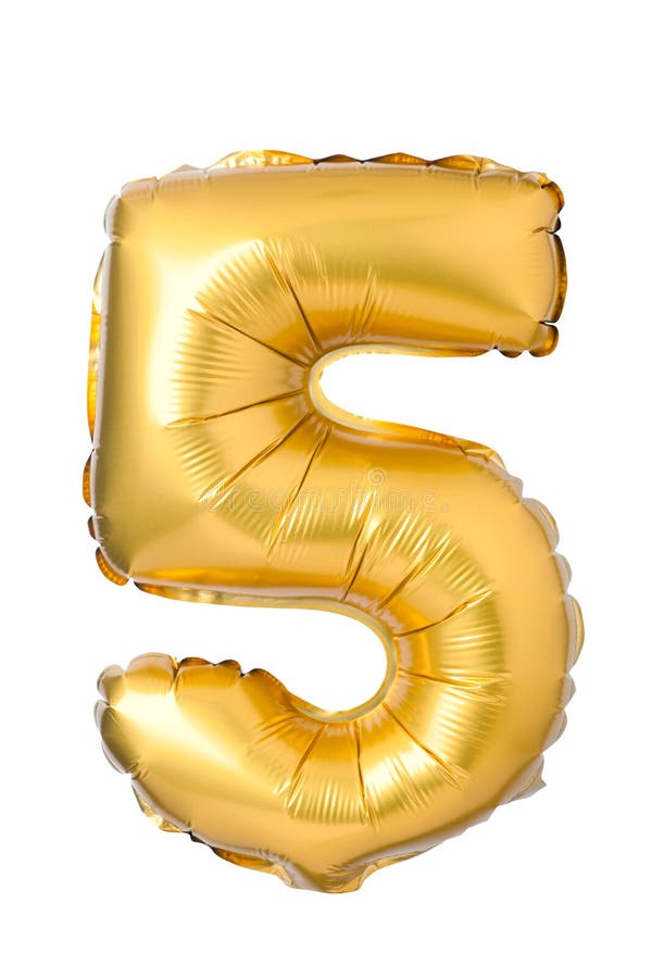 Golden Balloon with Copy Space - Number 5 Stock Photo - Image of ...