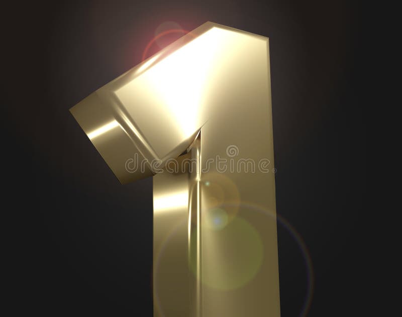 Number 1 Golden 3D Render Success Winner Design Stock Illustration ...