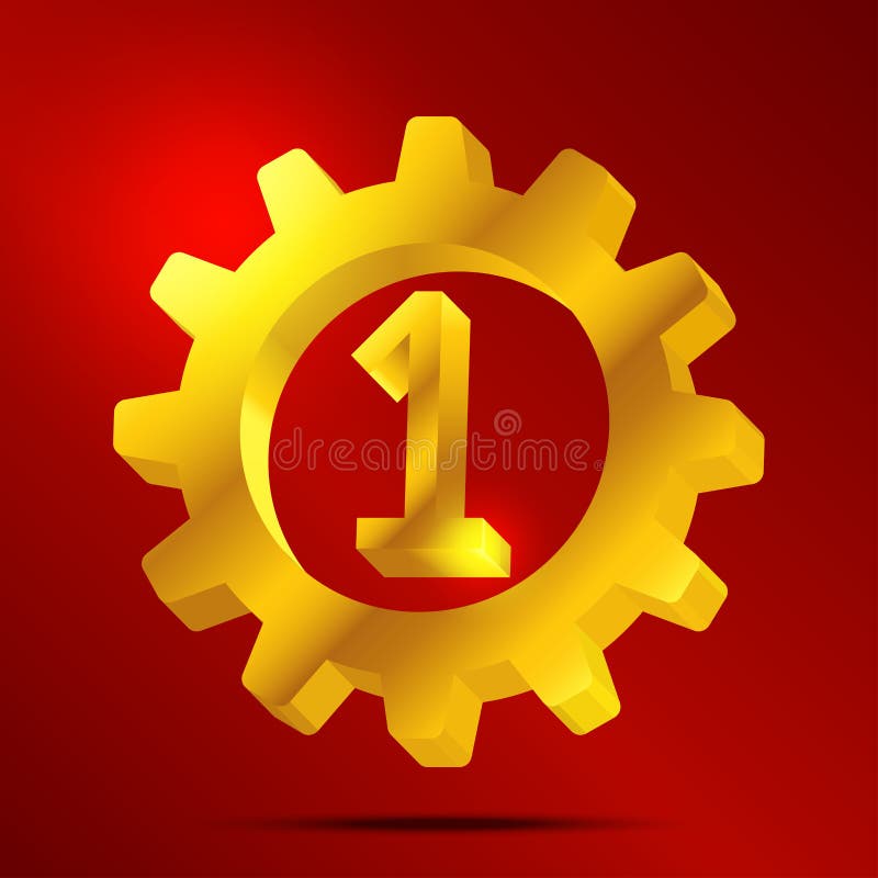 Number 1 Golden Gear stock vector. Illustration of industry - 91551846