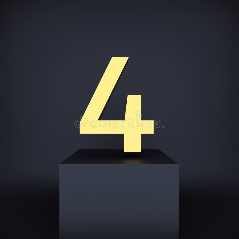 Number 4 Golden Shining Metallic 3D Image Symbol Black Background Stock ...