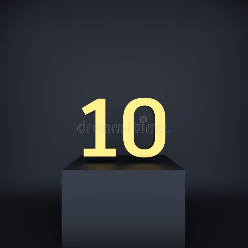 Number 10 Golden Shining Metallic 3D Image Symbol Black Background ...