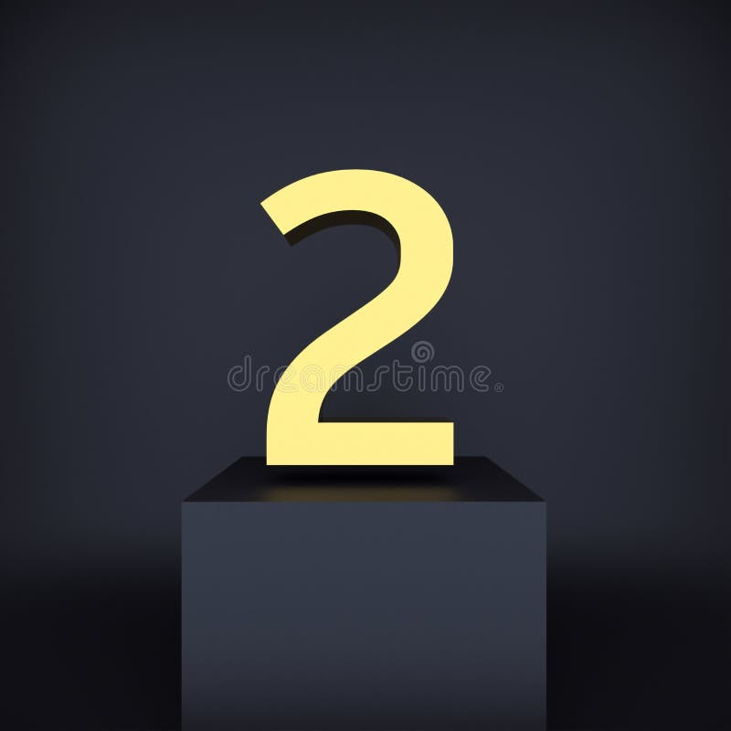 Number 2 Golden Shining Metallic 3D Image Symbol Black Background Stock ...
