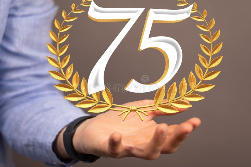 Number 75 and Golden Spikes of Wheat Over Someone S Hands Stock Photo ...