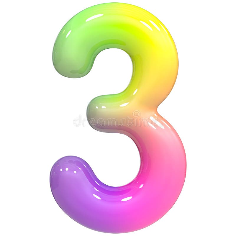 3 Number Gradient 3D with White Background Stock Illustration ...