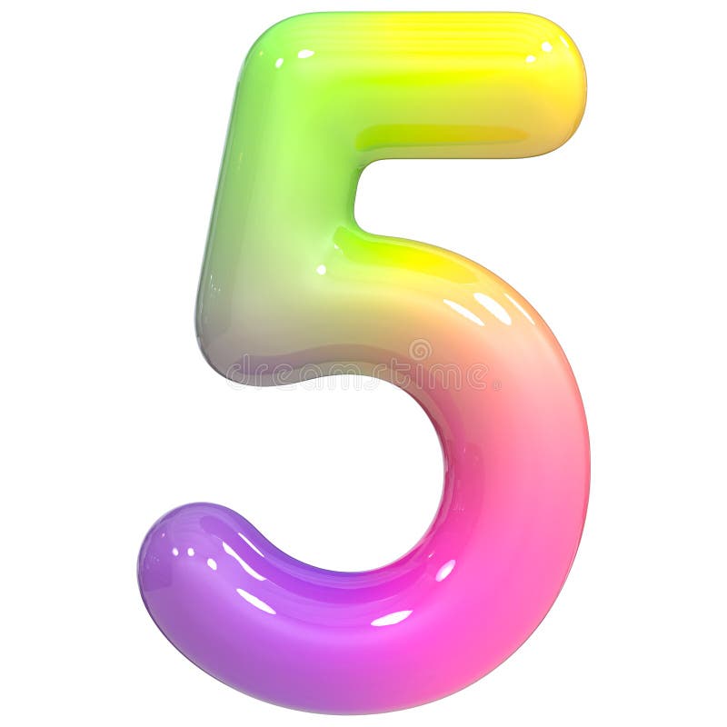 5 Number Gradient 3D with White Background Stock Illustration ...