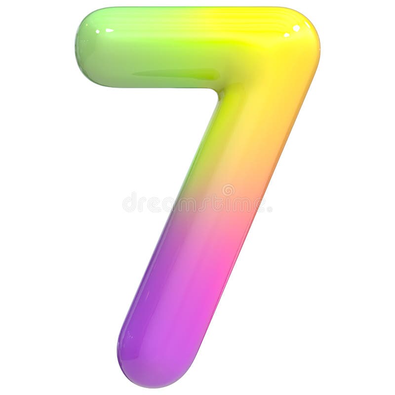7 Number Gradient 3D with White Background Stock Illustration ...