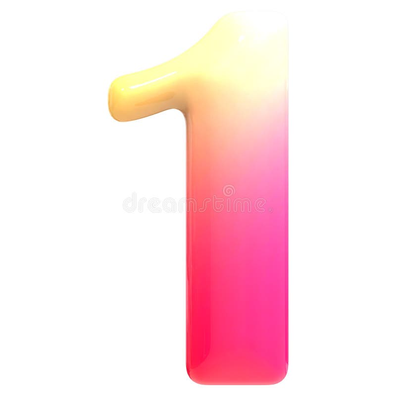 1 Number Gradient 3D with White Background Stock Illustration ...