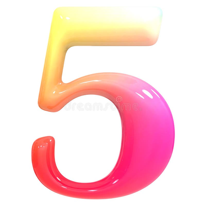 5 Number Gradient 3D with White Background Stock Illustration ...