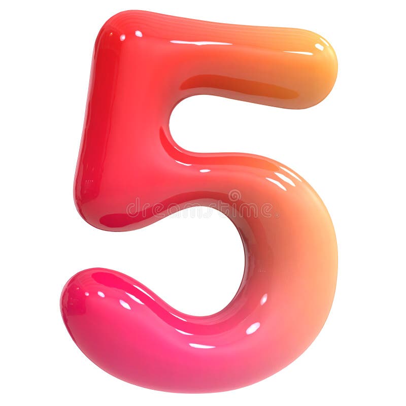 5 Number Gradient 3D with White Background Stock Illustration ...