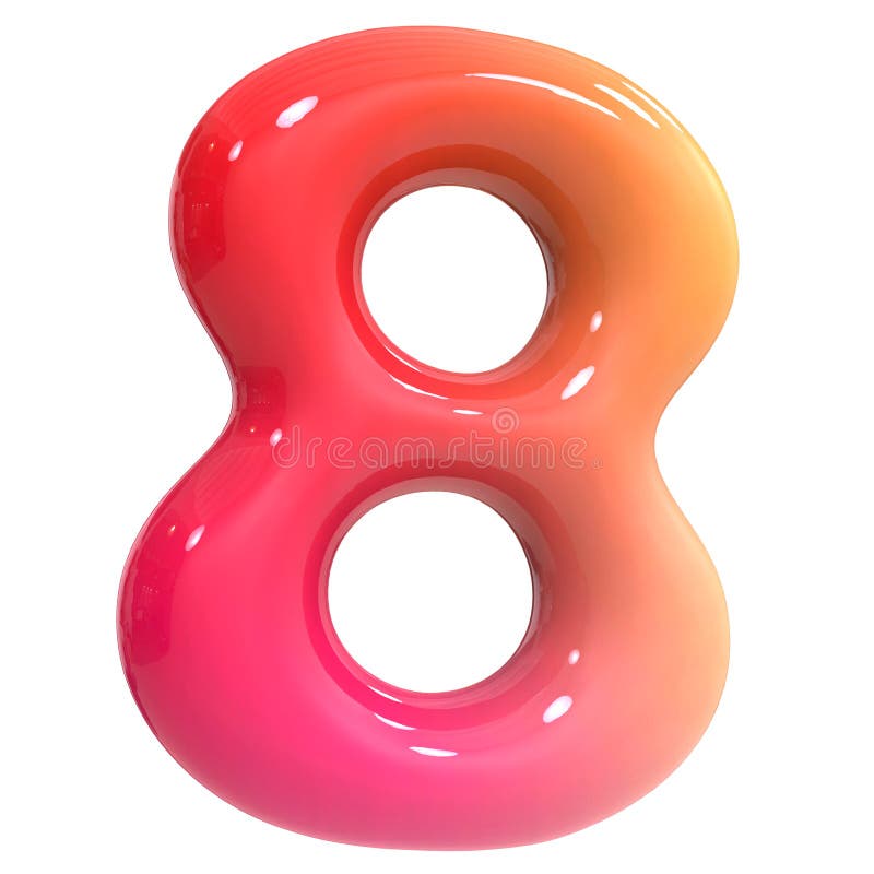 8 Number Gradient 3D with White Background Stock Illustration ...