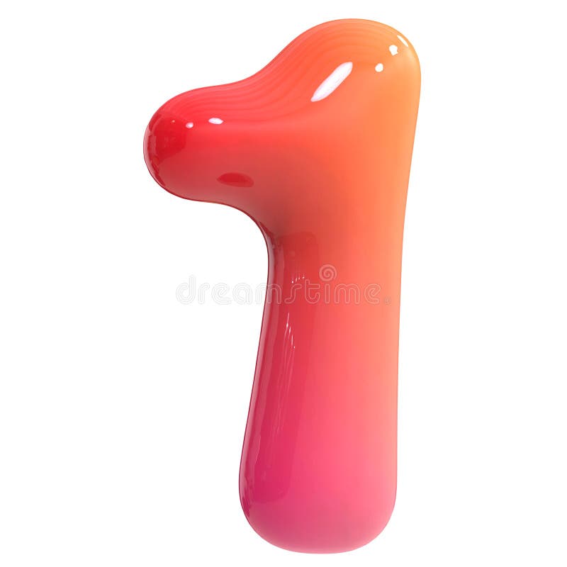 1 Number Gradient 3D with White Background Stock Illustration ...