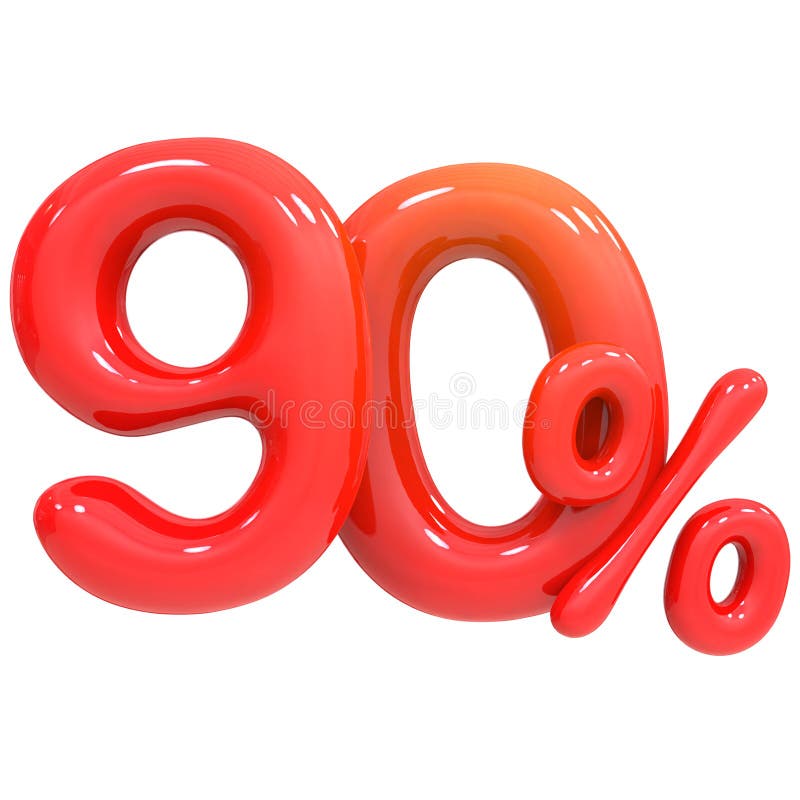 90 Number Gradient 3D with White Background Stock Illustration ...