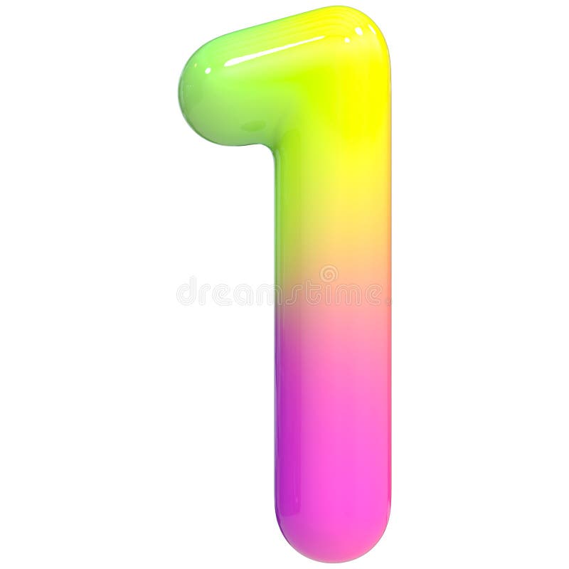 1 Number Gradient 3D with White Background Stock Illustration ...