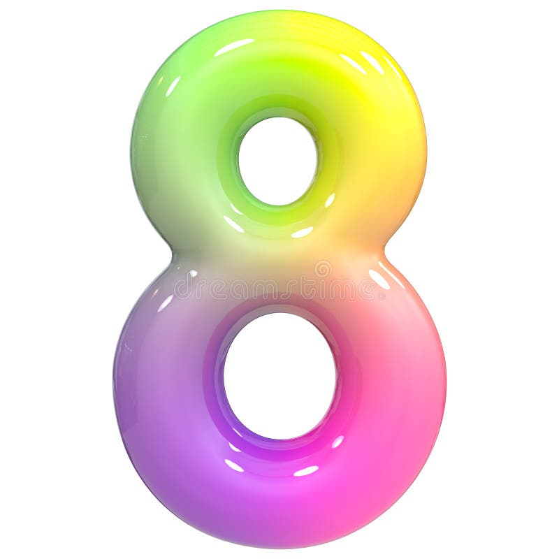 8 Number Gradient 3D with White Background Stock Illustration ...
