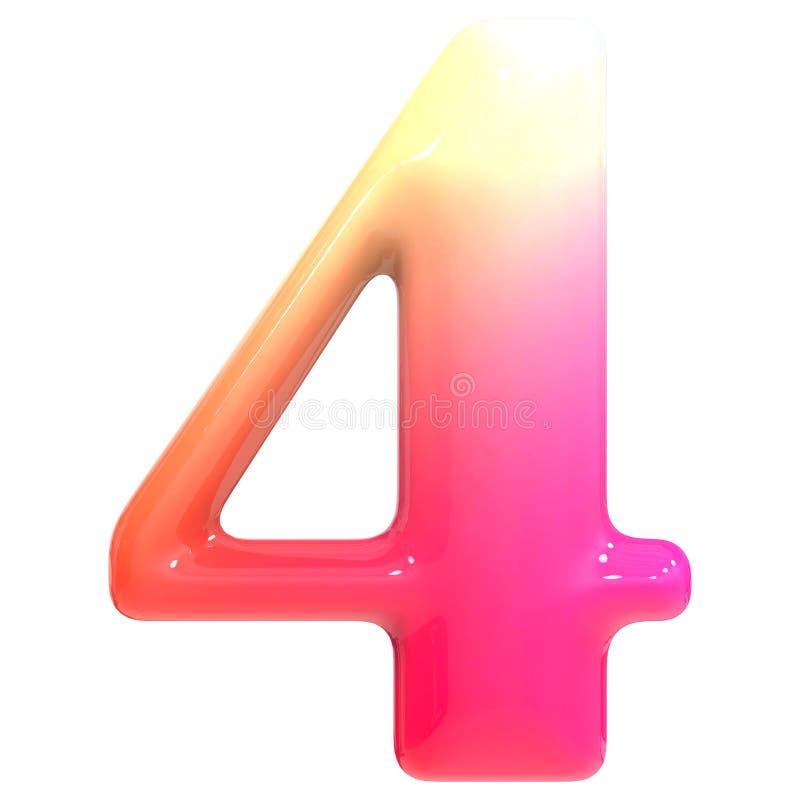 4 Number Gradient 3D with White Background Stock Illustration ...
