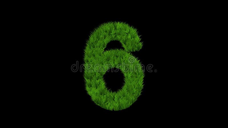 Number 6 with Green Grass Effect on Plain Black Background Stock ...