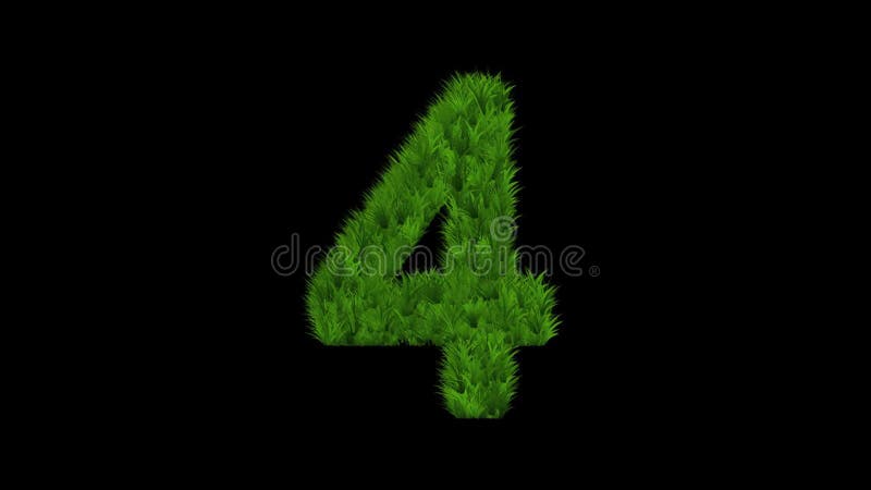 Number 4 with Green Grass Effect on Plain Black Background Stock Video ...