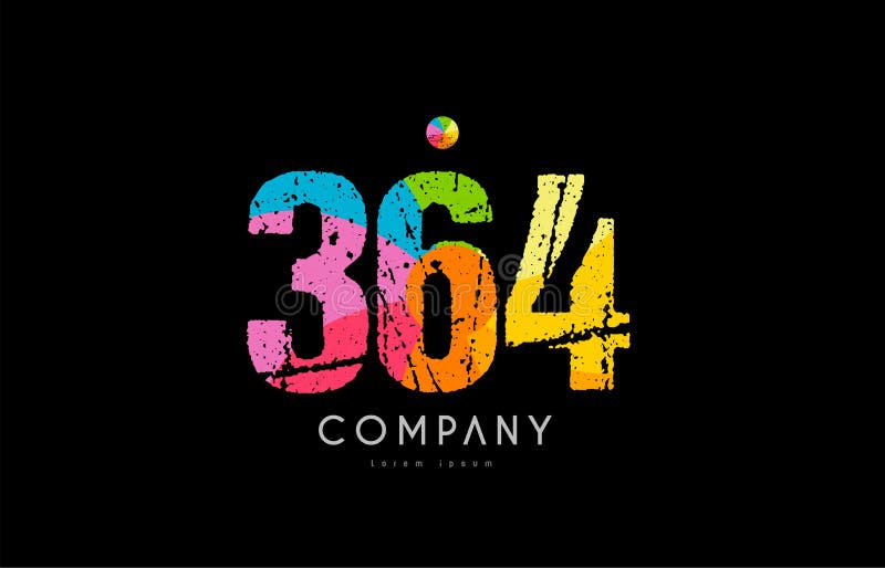 364 Number Grunge Color Rainbow Numeral Digit Logo Stock Illustration ...
