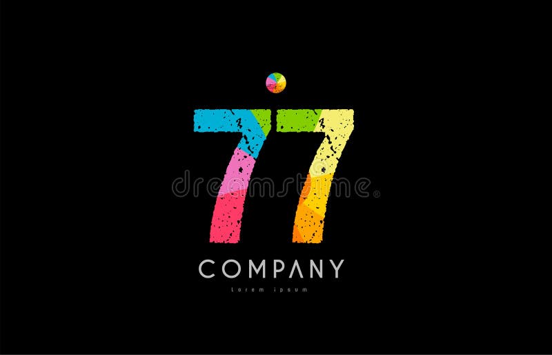 77 Number Grunge Color Rainbow Numeral Digit Logo Stock Illustration ...