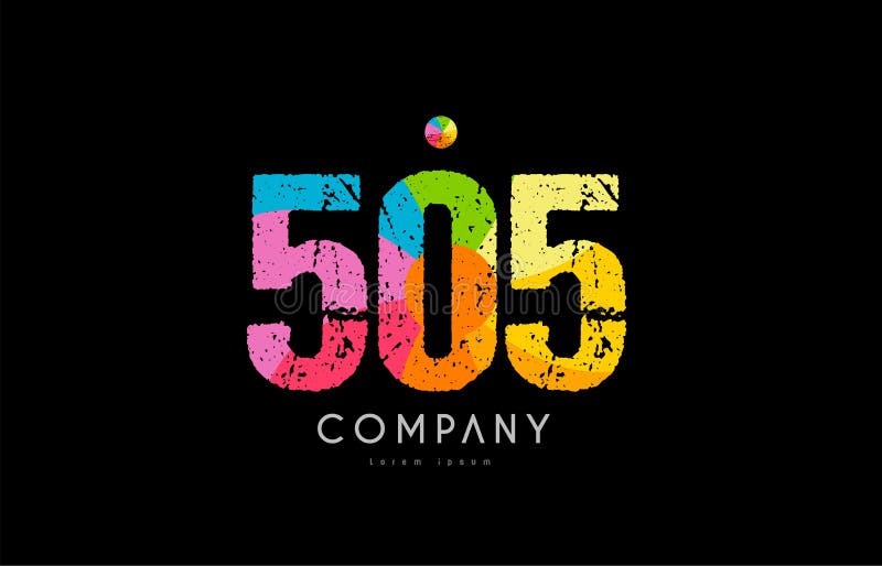 505 Number Grunge Color Rainbow Numeral Digit Logo Stock Vector ...