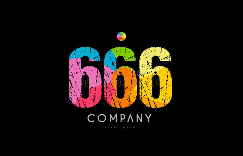 666 Number Grunge Color Rainbow Numeral Digit Logo Stock Vector ...