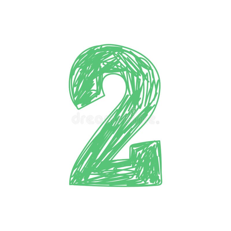 Number 2. Hand Drawn Line Sketch Digit Stock Illustration ...