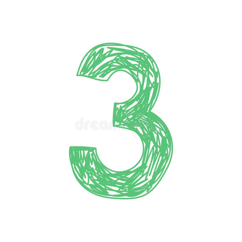 Number 3. Hand Drawn Line Sketch Digit Stock Illustration ...